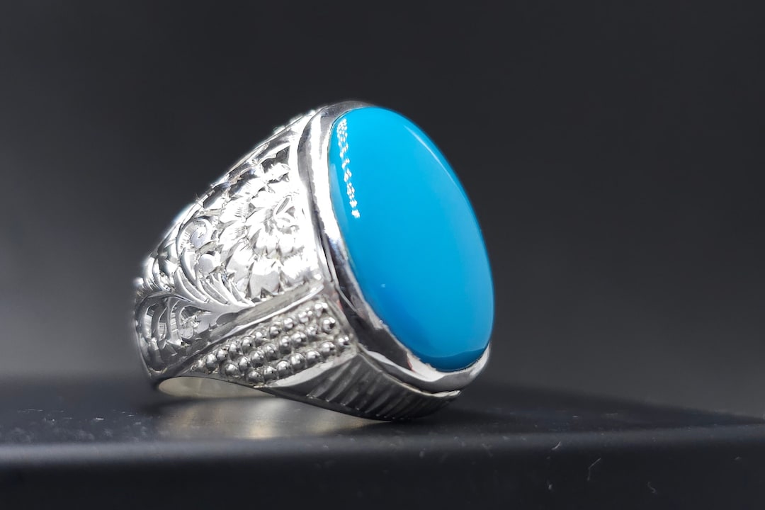 AAAA Feroza Ring Sleeping Beauty Natural Turquoise Stone Ring Handmade ...
