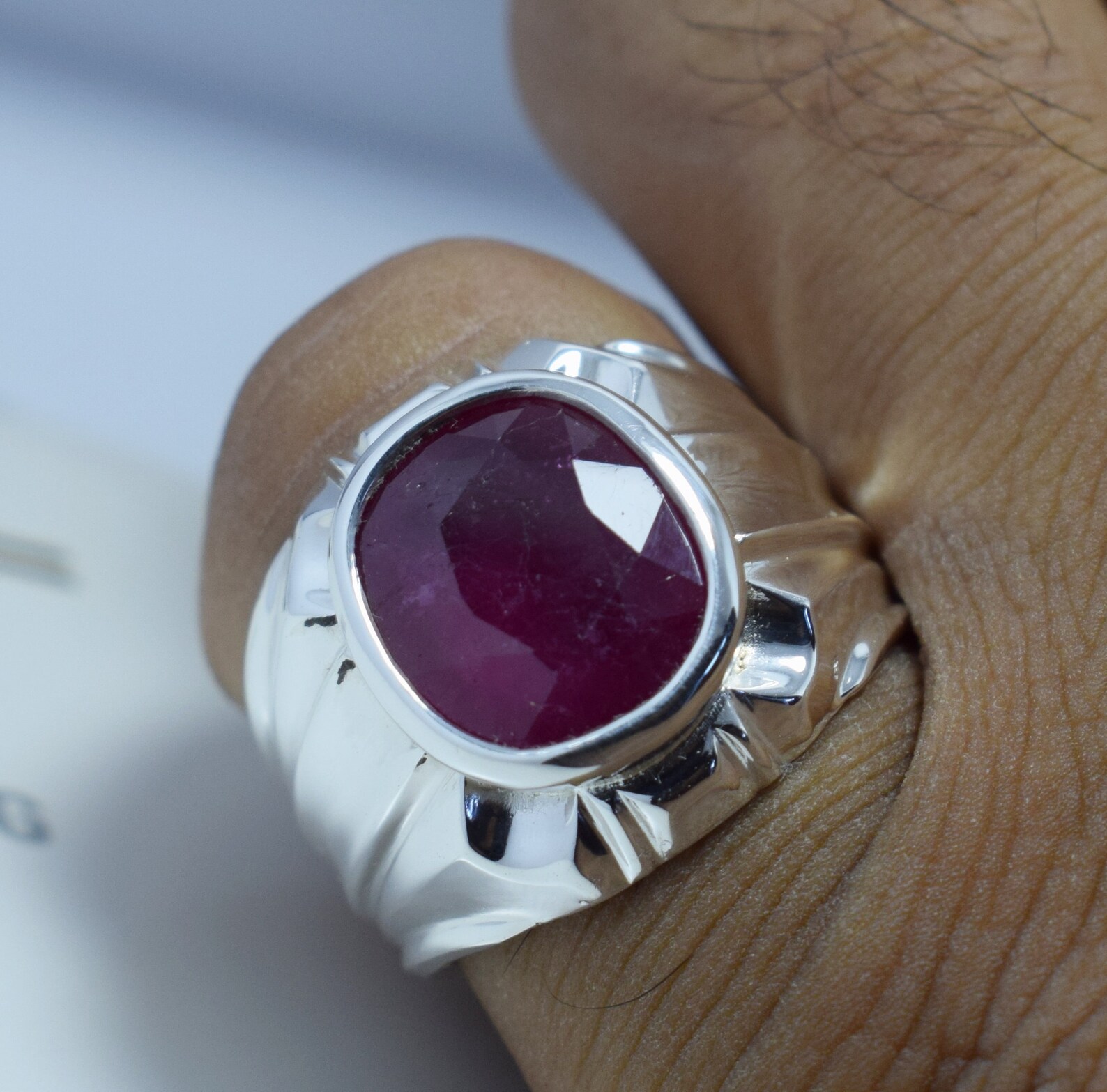 Ruby Ring Mens Real Ruby Stone Ring Natural Gemstone Handmade | Etsy