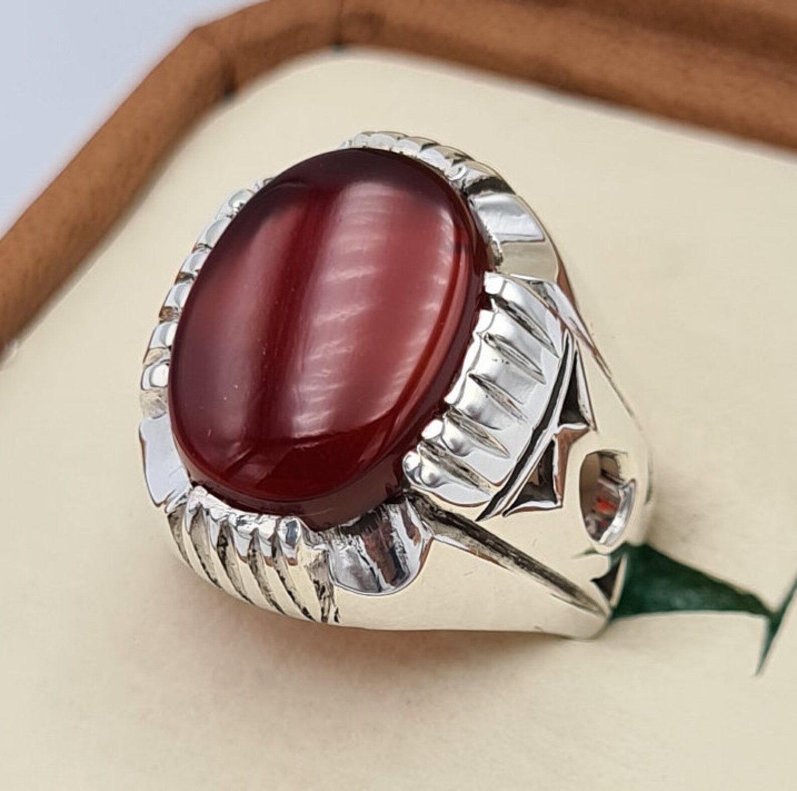 Yemeni Aqeeq Blood Red Aqiq Akik Agate Hakik Ring Sterling - Etsy