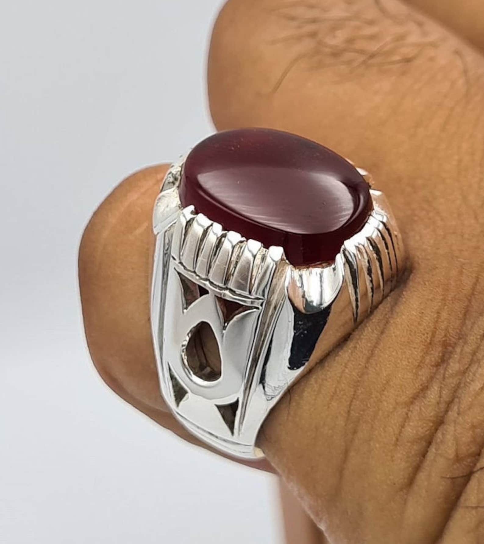 Yemeni Aqeeq Blood Red Aqiq Akik Agate Hakik Ring Sterling - Etsy