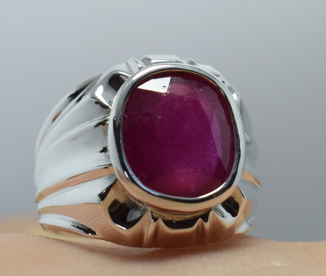 Ruby Ring Mens Real Ruby Stone Ring Natural Gemstone Handmade - Etsy