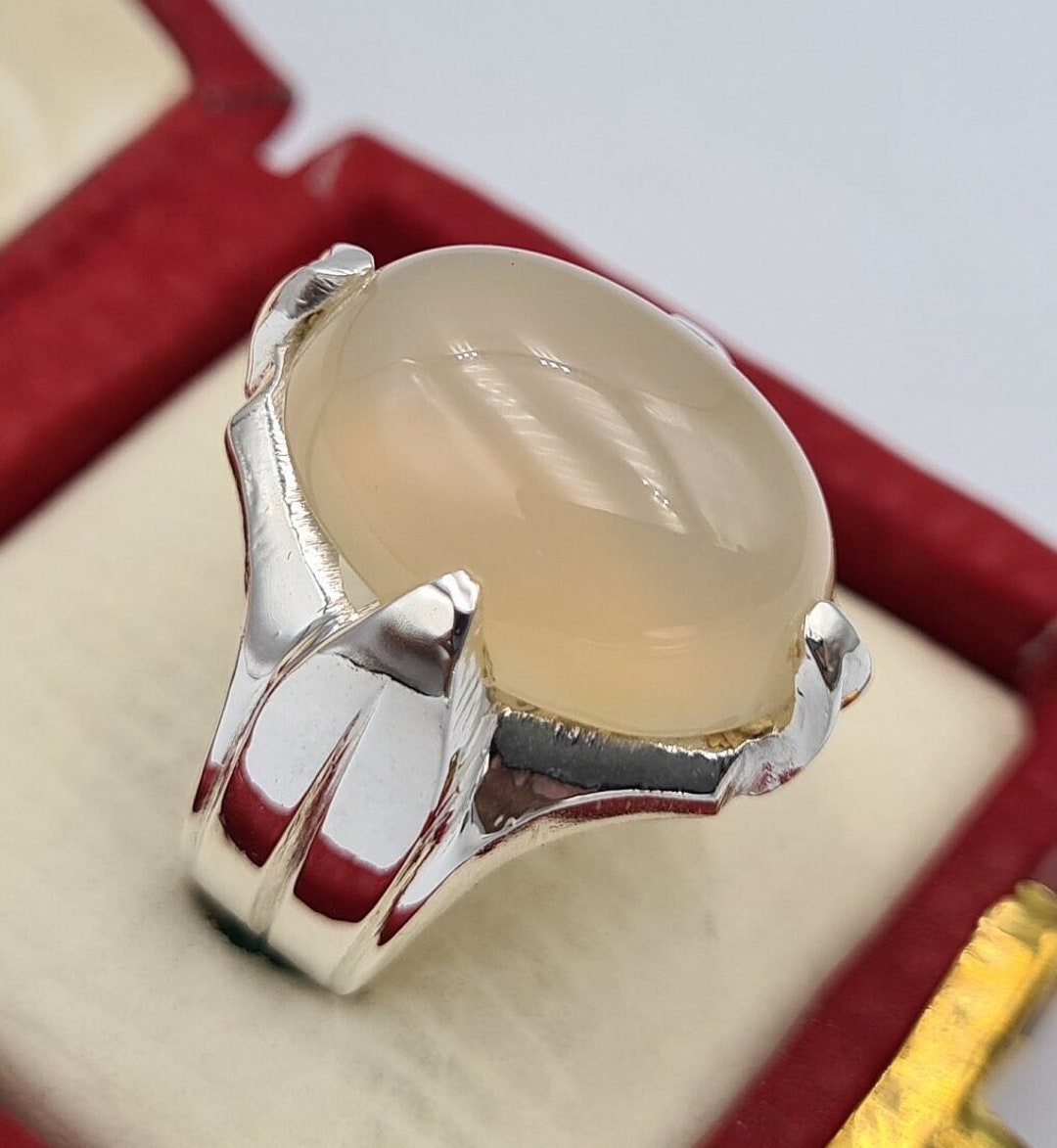 Beautiful Real White Yemeni Aqeeq Yamani Yamni Yemen Agate Bague Hakik ...