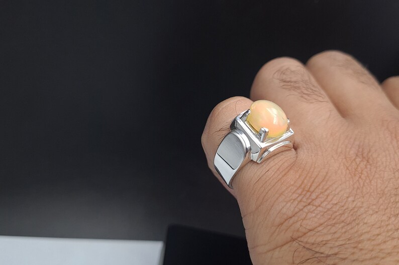 Mens Opal Ring Australian Opal 925 Sterling Silver Ring - Etsy