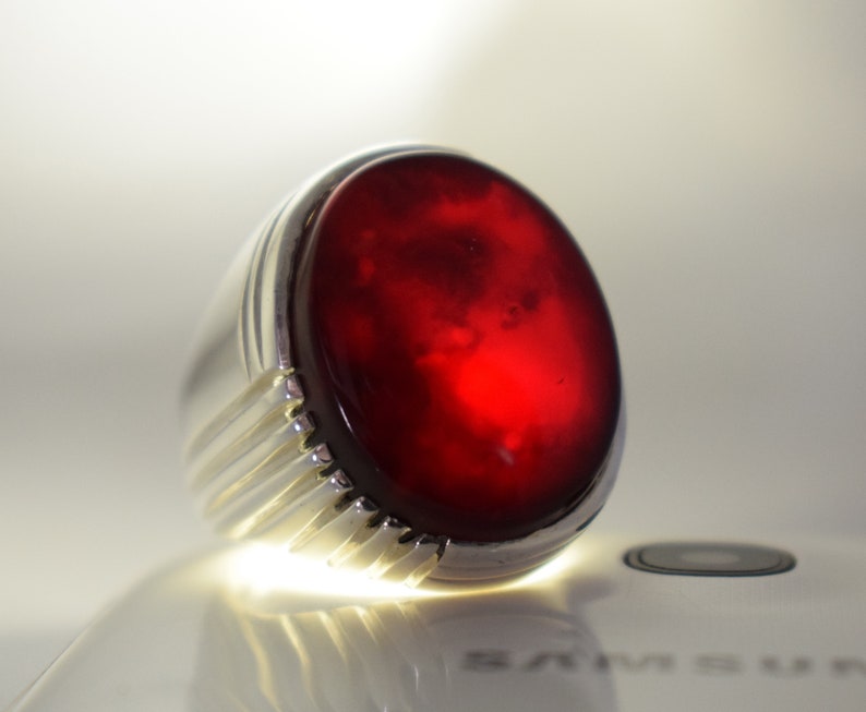 Black Blood Red Yemeni Aqeeq Ring Aqiq Agate Bague Handcrafted | Etsy