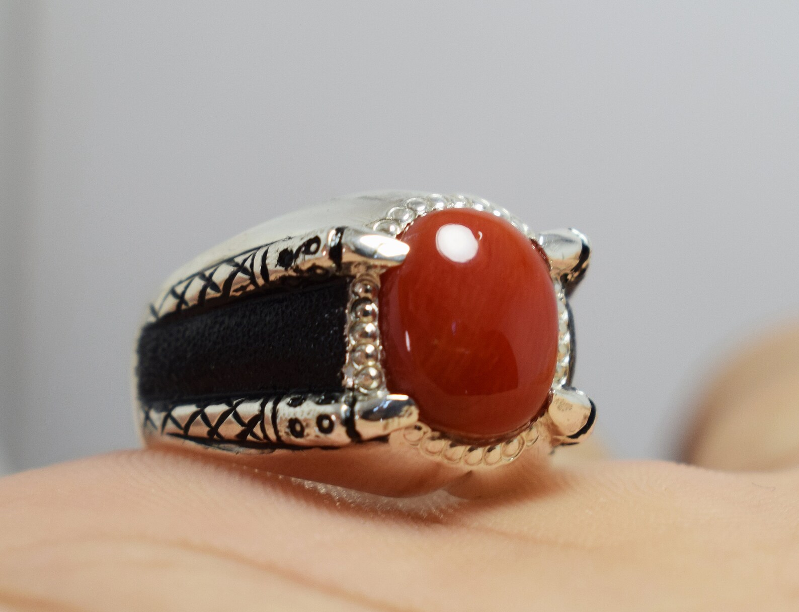 Marjan Coral Ring Top Quality Marjan Stone Ring Deep Red Coral - Etsy