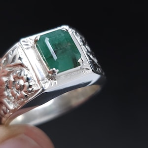 Mens Emerald Ring Swat Emerald Ring for Men Zamurd Ring Solitaire Ring ...