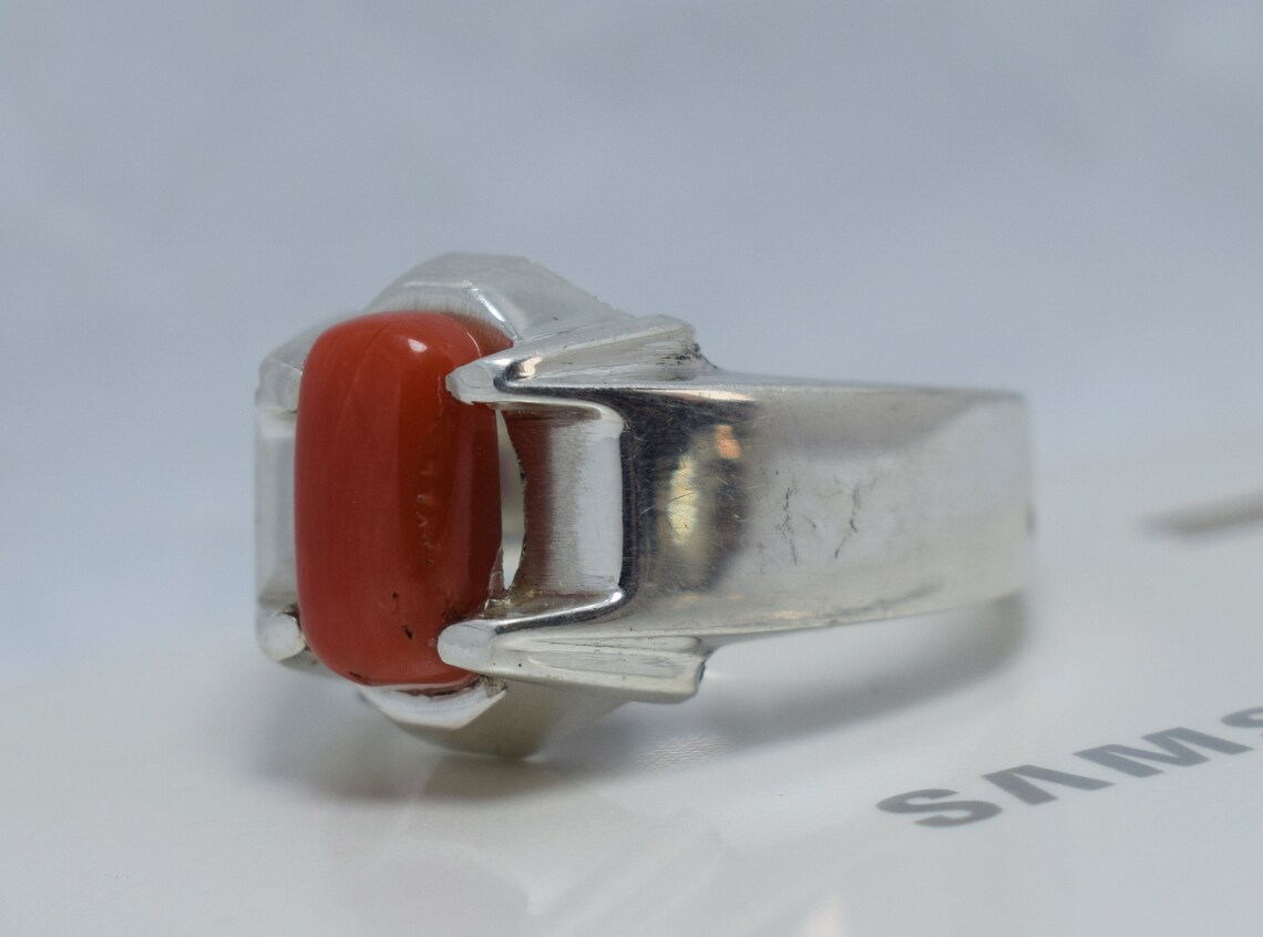 Sterling Silver Marjan Ring Coral Ring Coral Stone Moonga - Etsy