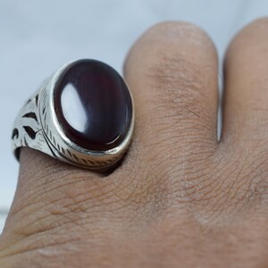 Natural Dark Blood Red Yemen Aqiq Yemeni Aqeeq Ring Yamni Akik Agate ...