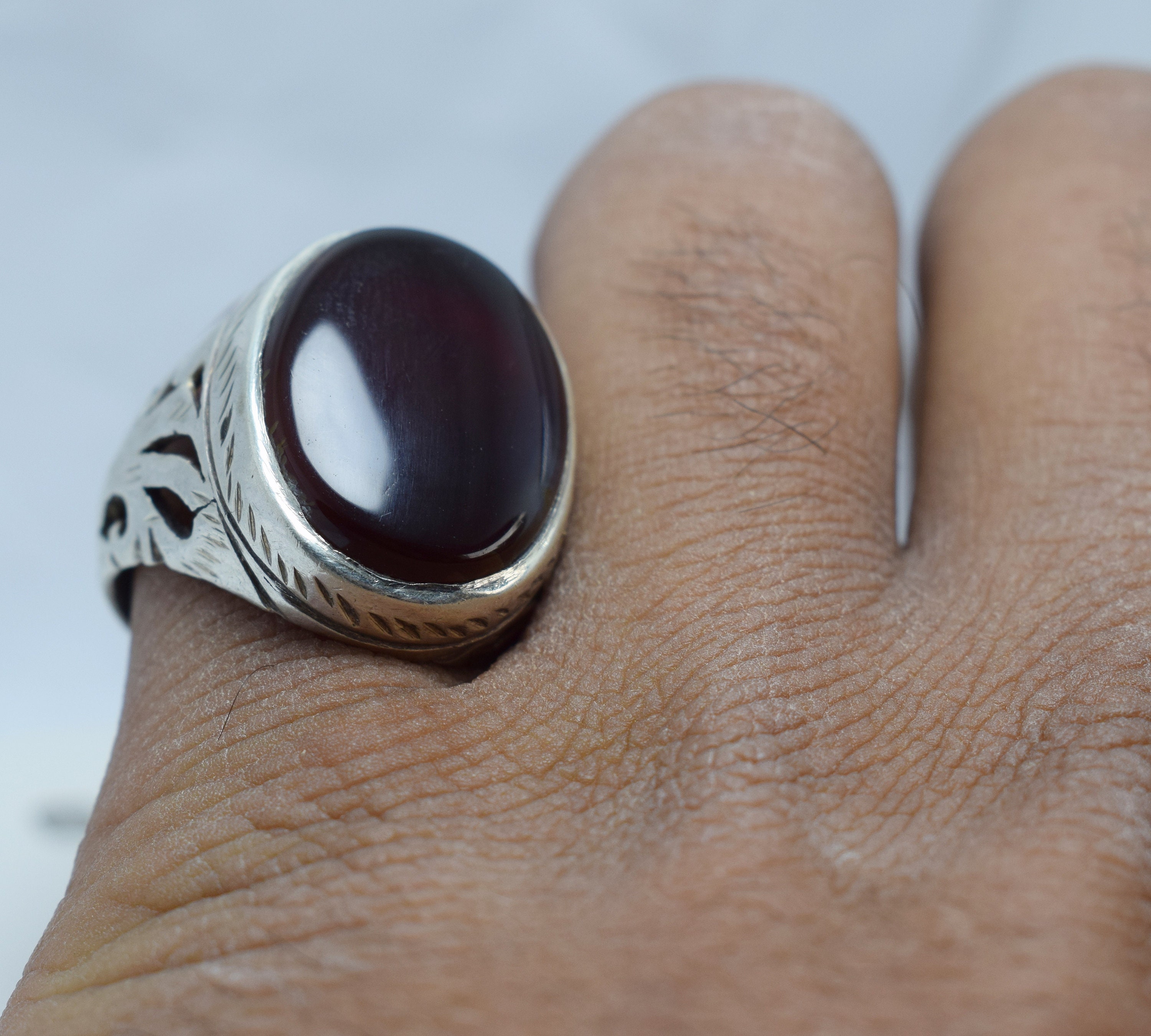 Natural Dark Blood Red Yemen Aqiq Yemeni Aqeeq Ring Yamni Akik | Etsy
