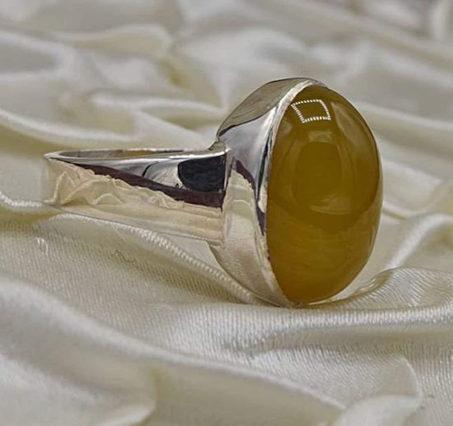 Natural Yellow Yemeni Aqeeq Ring Zard Yamni Akik Ring 925 | Etsy