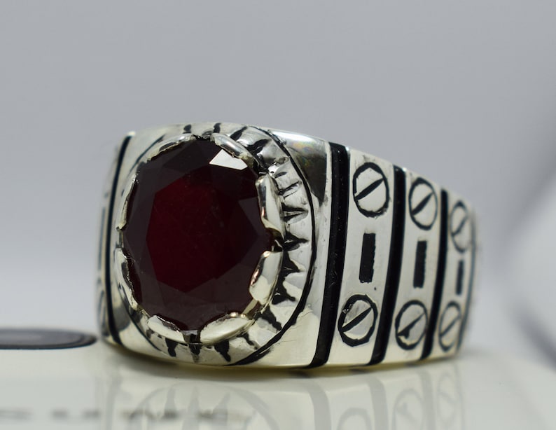 Pigeon Blood Red Ruby Mens Ruby Stone Ring Natural Ruby Band | Etsy