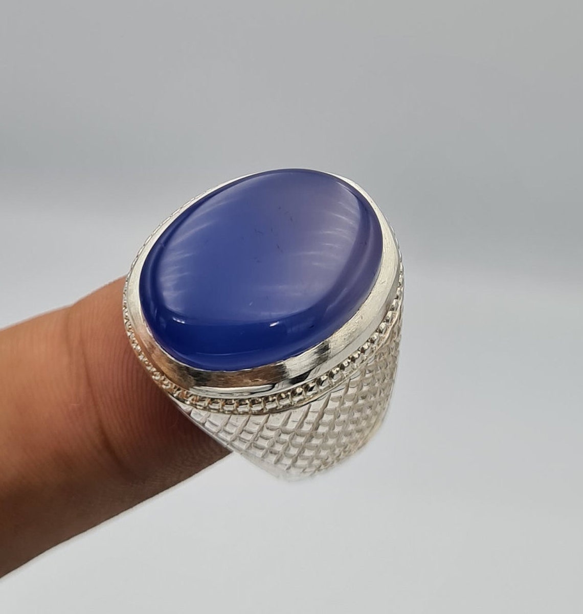 Rare Blue Aqeeq Ring Agate Akik Aqiq Rings Mens Stone Ring - Etsy