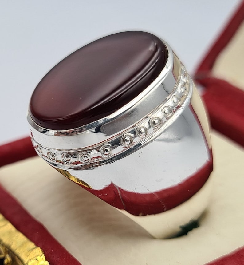 Yemeni Aqeeq Ring Beautiful Blood Red Yamni Yemen Yamani Akik - Etsy