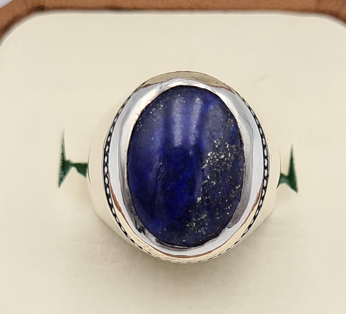 Lapis Lazuli Ring Lazurite Rings Mens Real Blue Gemstone Rings | Etsy