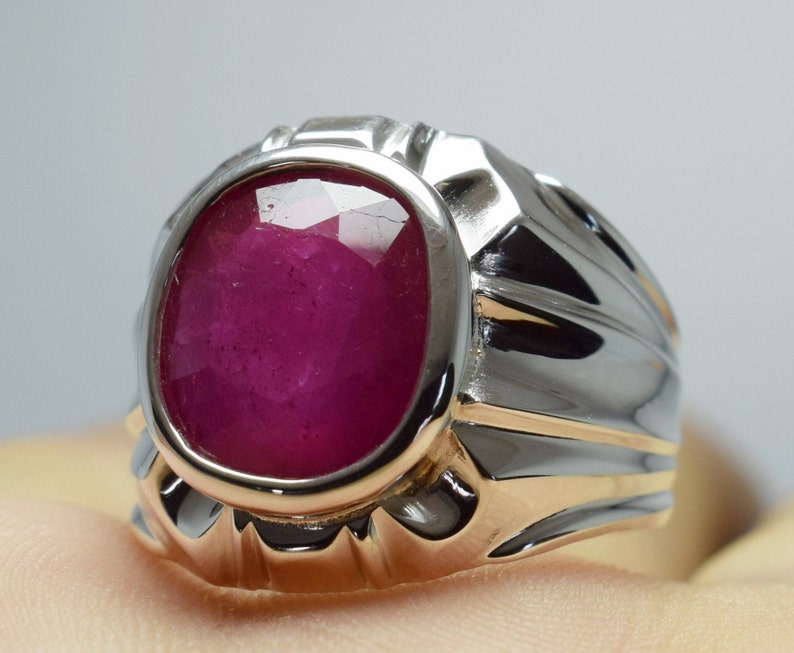 Ruby Ring Mens Real Ruby Stone Ring Natural Gemstone Handmade - Etsy
