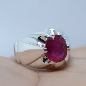 Ruby Ring Natural Ruby Sterling Silver Men Ring Real Ruby Stone Silver Bague Men Ruby ...
