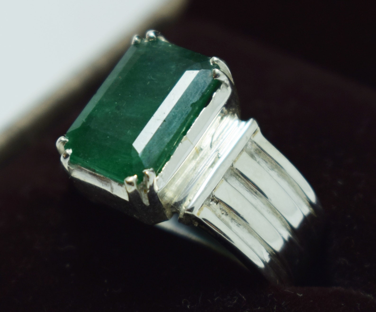 Zambian Emerald Mens Ring, Sterling Silver, Big Stone - Etsy