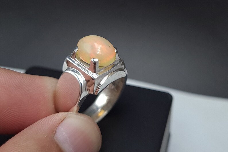 Mens Opal Ring Australian Opal 925 Sterling Silver Ring - Etsy