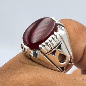 Yemeni Aqeeq Blood Red Aqiq Akik Agate Hakik Ring Sterling Silver ...