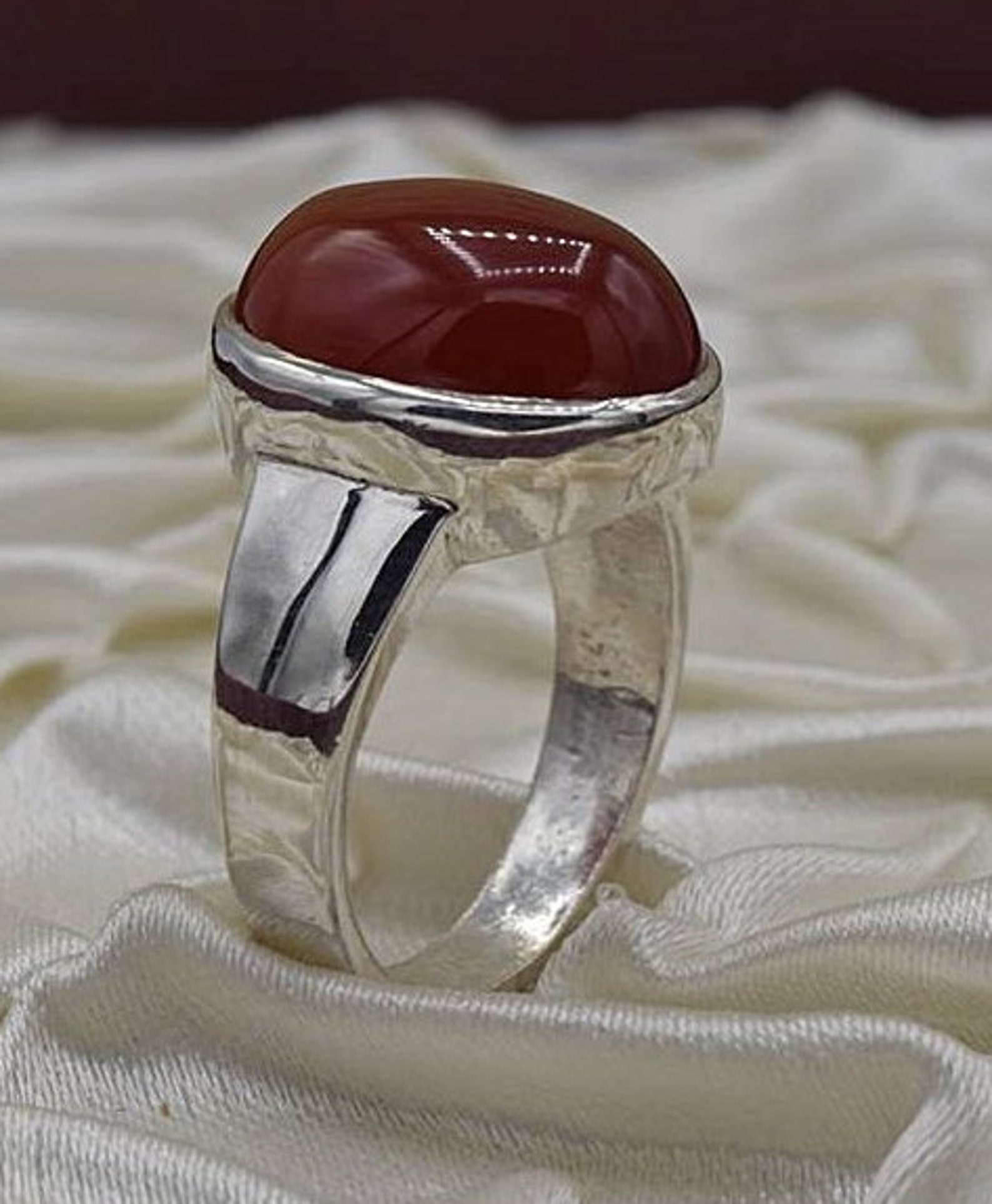 Natural Dark Brown Red Yemeni Aqeeq Ring Yamni Akik Ring 925 | Etsy