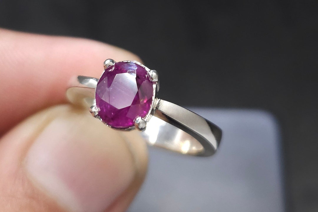 Natural Untreated Kashmir Sapphire Ring Purple 2 Carats Above Clear Stone Ring Sapphire Stone ...