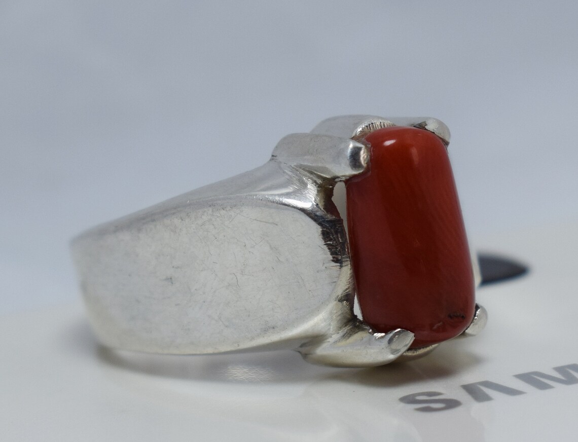 Natural Coral Marjan Ring Beautiful Handmade 925 Sterling Silver Ring ...