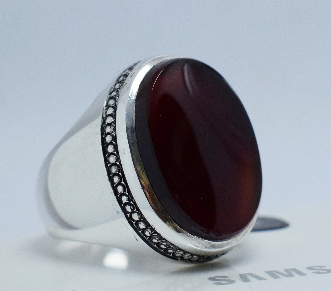 Blood Red Yemeni Aqeeq Yamni Akik Yemen Aqiq Agate 925 - Etsy