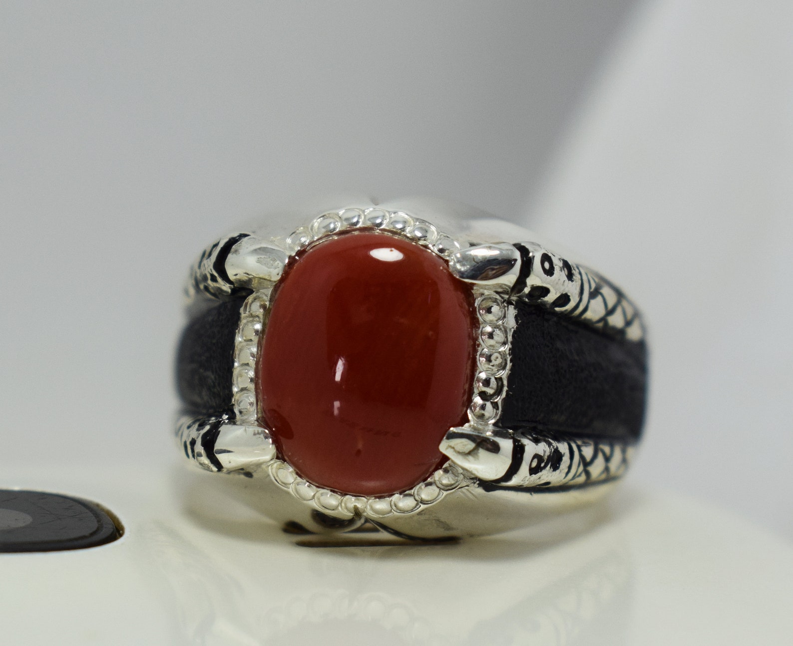 Marjan Coral Ring Top Quality Marjan Stone Ring Deep Red Coral | Etsy