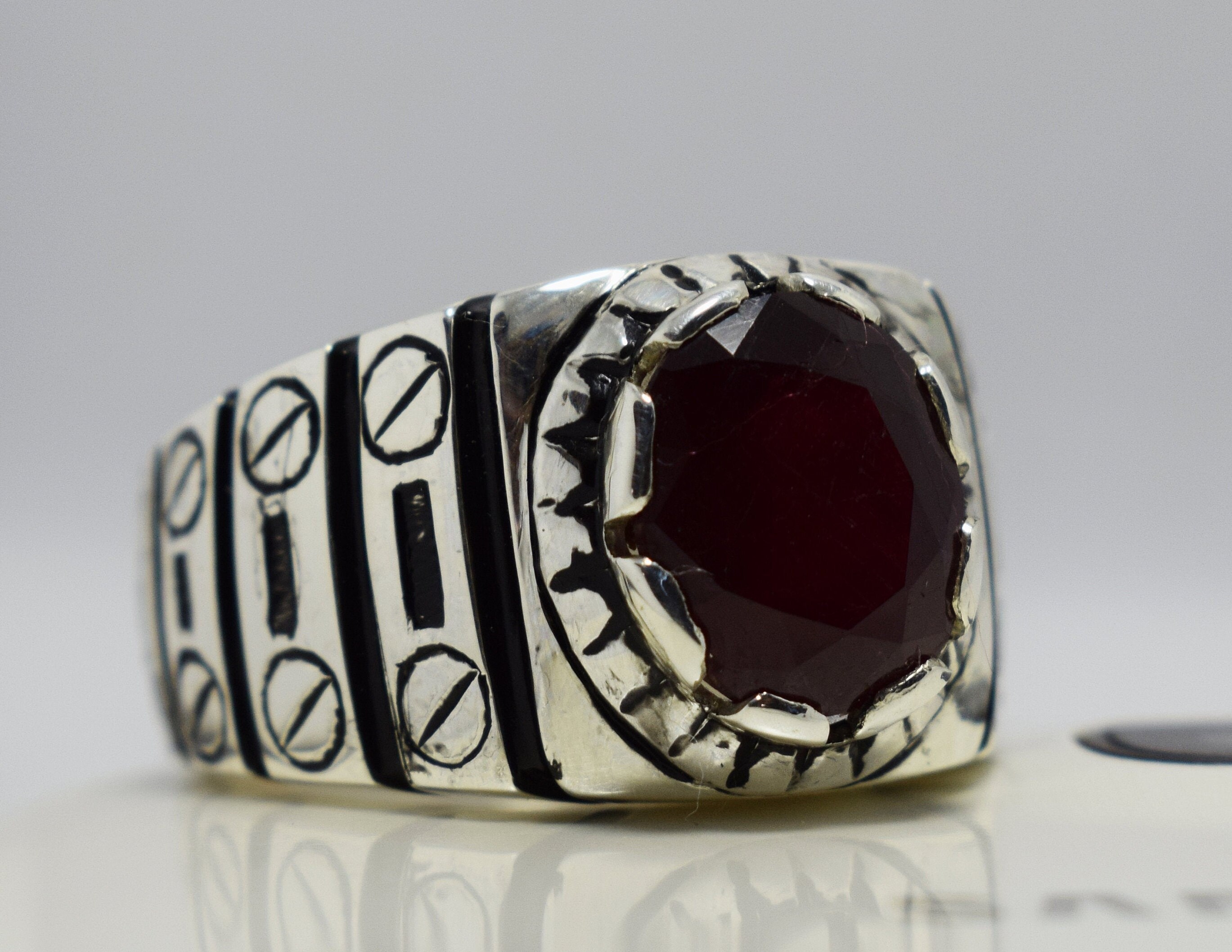 Pigeon Blood Red Ruby Mens Ruby Stone Ring Natural Ruby Band | Etsy