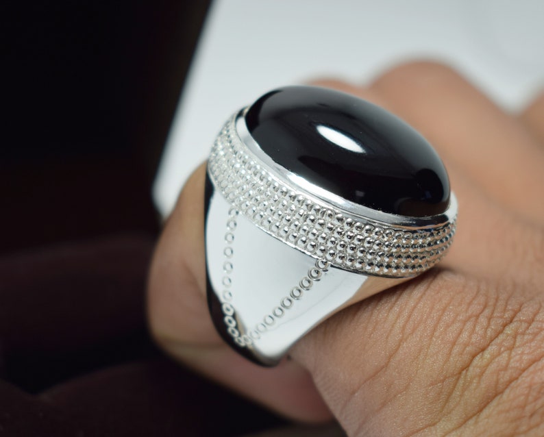 Aqeeq Ring Mens Real Stone Black Blood Red Yemeni Aqeeq Akik - Etsy