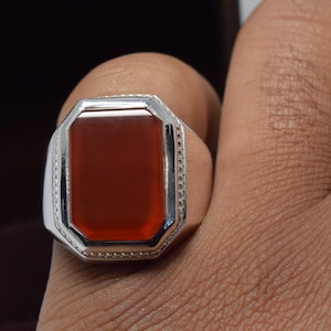 Aqeeq Ring Brown Blood Red Agate Stone Natural Yemeni Akik Aqiq Yamni ...