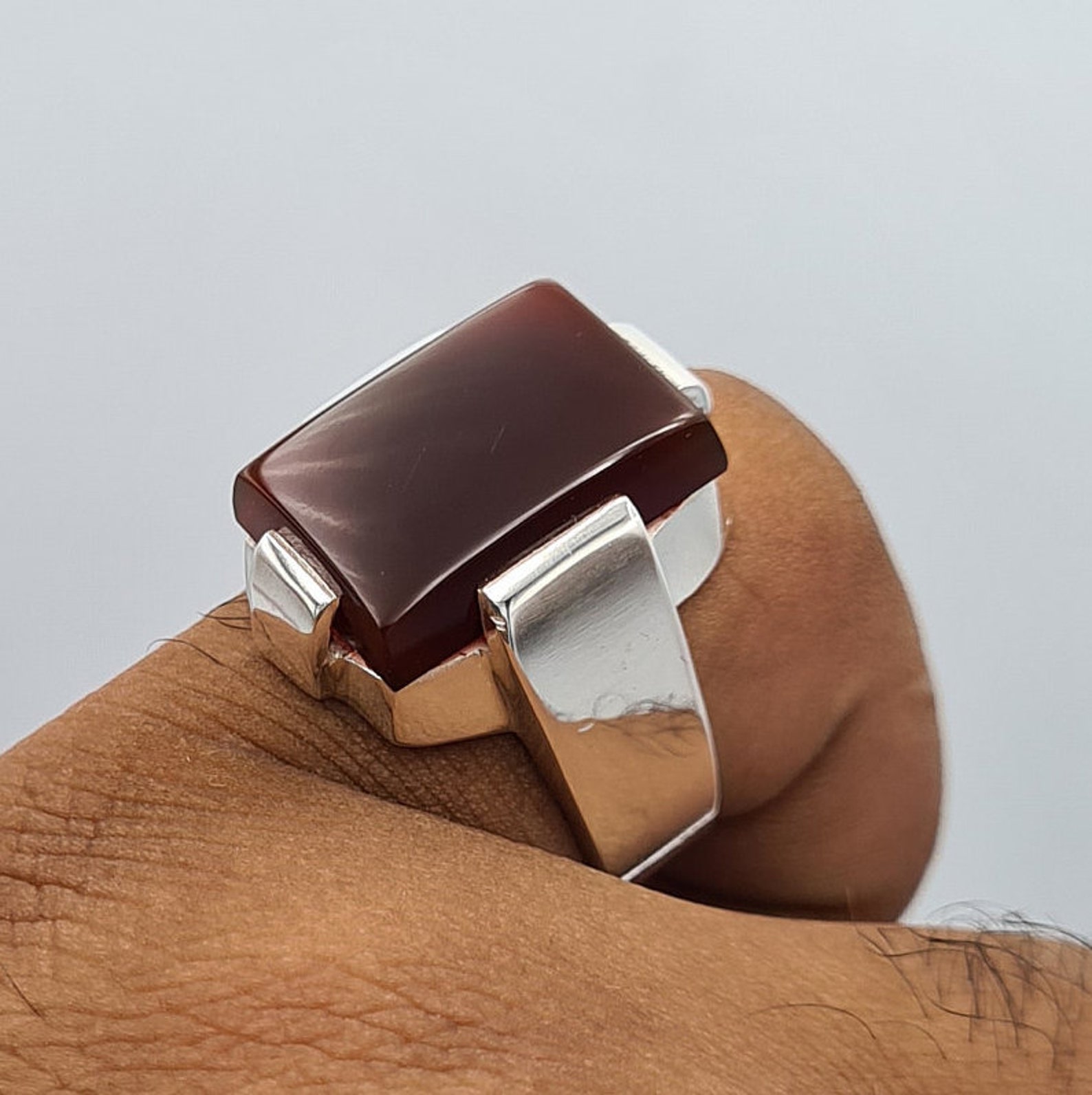 Yemeni Aqeeq Aqiq Akik Jewelry Unisex Ring Hakik Real Gemstone | Etsy