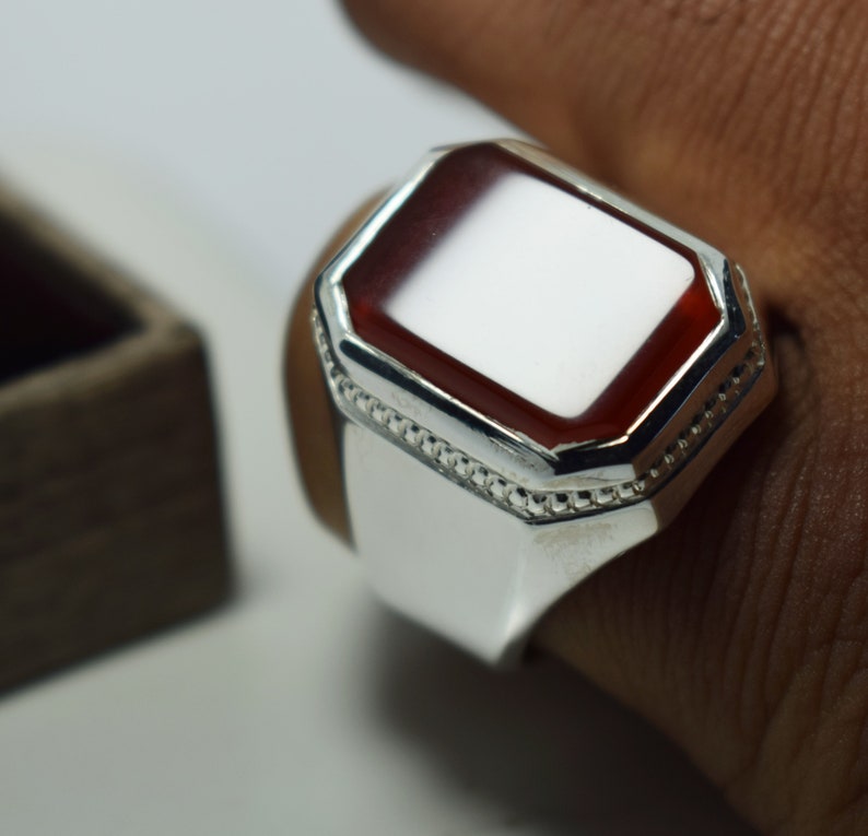 Aqeeq Ring Brown Blood Red Agate Stone Natural Yemeni Akik - Etsy