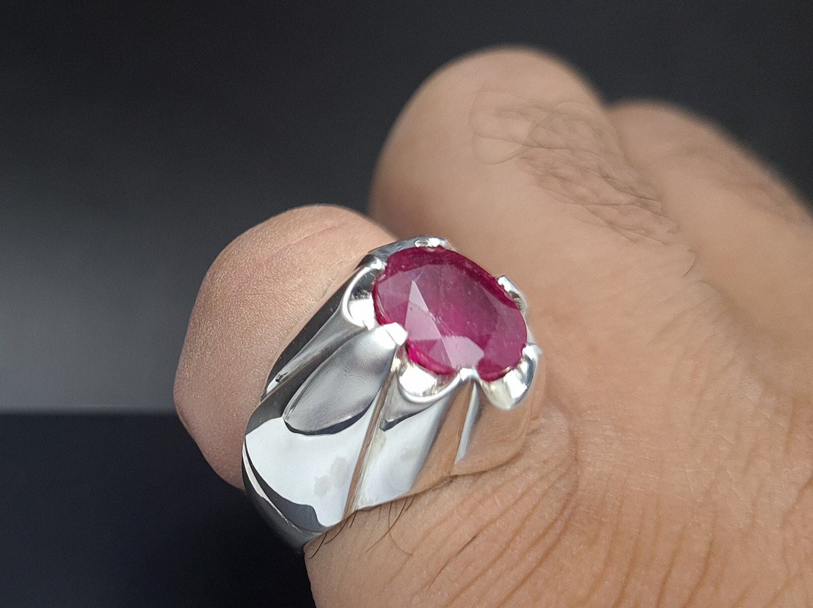 Mens Ruby Ring From African Mines High Quality Flux Filled Mens Ruby ...