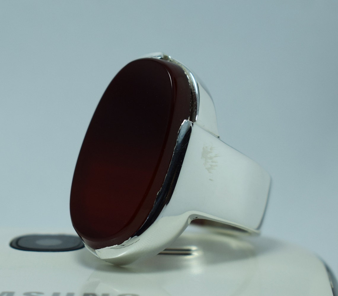 Dark Brown Red Yemeni Aqeeq Ring Magnificent Yamni Akik Aqiq - Etsy