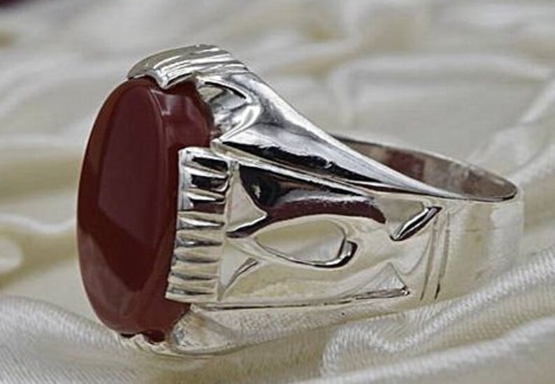 Natural Dark Brown Red Yemeni Aqeeq Ring Yamni Akik Ring 925 - Etsy