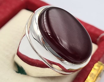 Yemeni Aqeeq Blood Red Aqiq Akik Agate Hakik Ring Sterling | Etsy