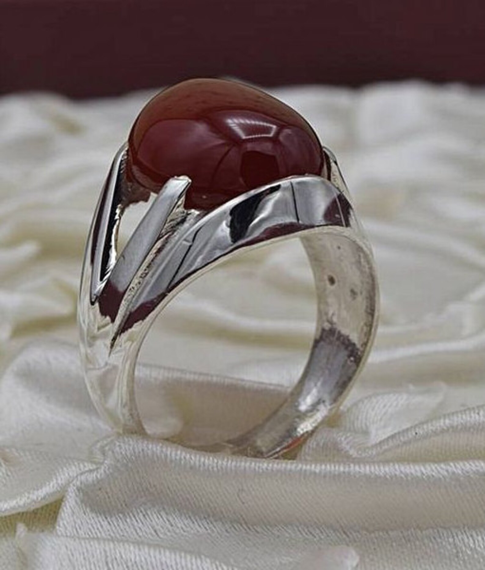 Natural Dark Brown Red Yemeni Aqeeq Ring Yamni Akik Ring 925 | Etsy