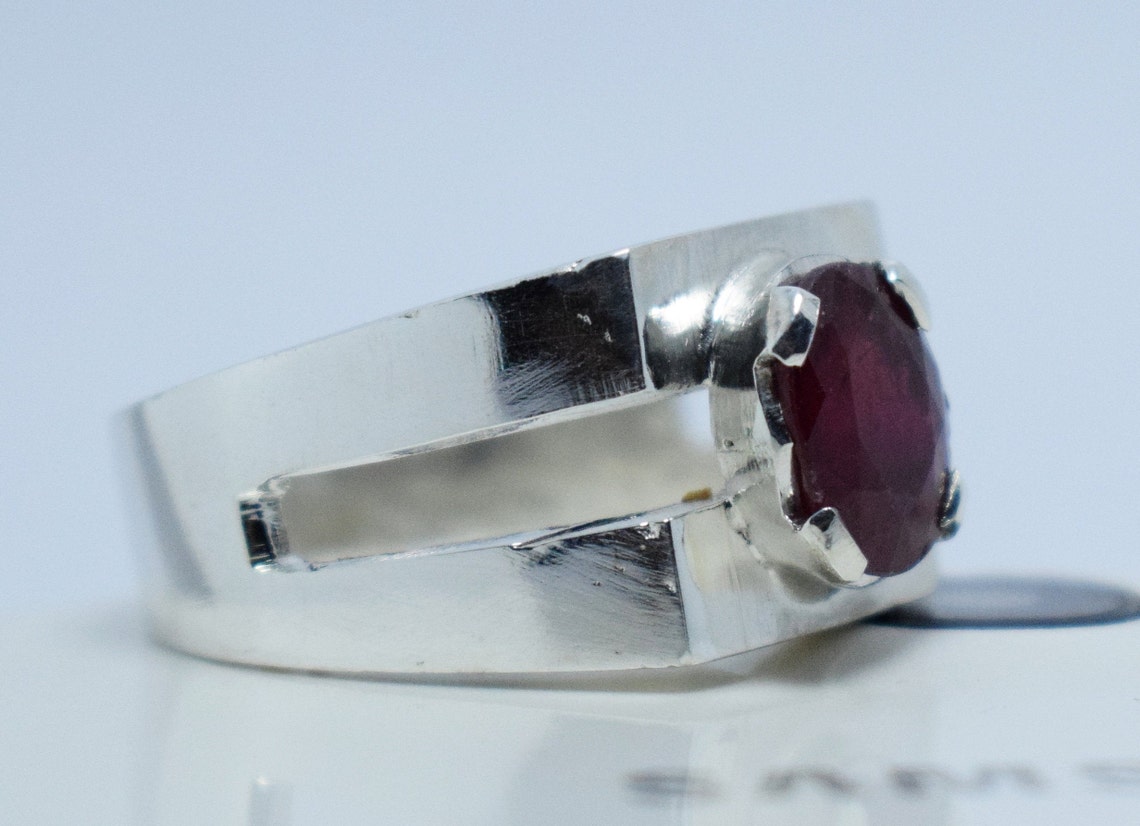 Natural Pigeon Blood Red Ruby Ring Band 925 Sterling Silver | Etsy