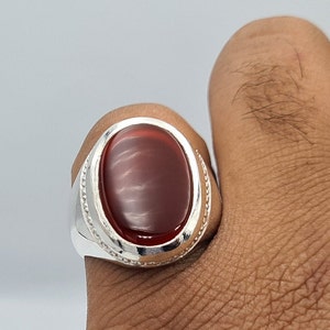 Mens Aqeeq Ring Natural Brown Re Agate Bague Akik Aqiq Hakik Rings Man ...