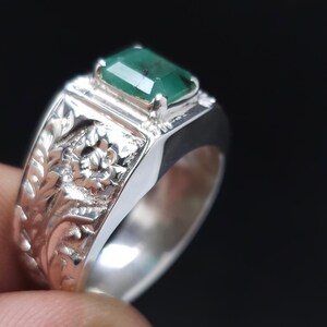 Mens Emerald Ring Swat Emerald Ring for Men Zamurd Ring Solitaire Ring ...