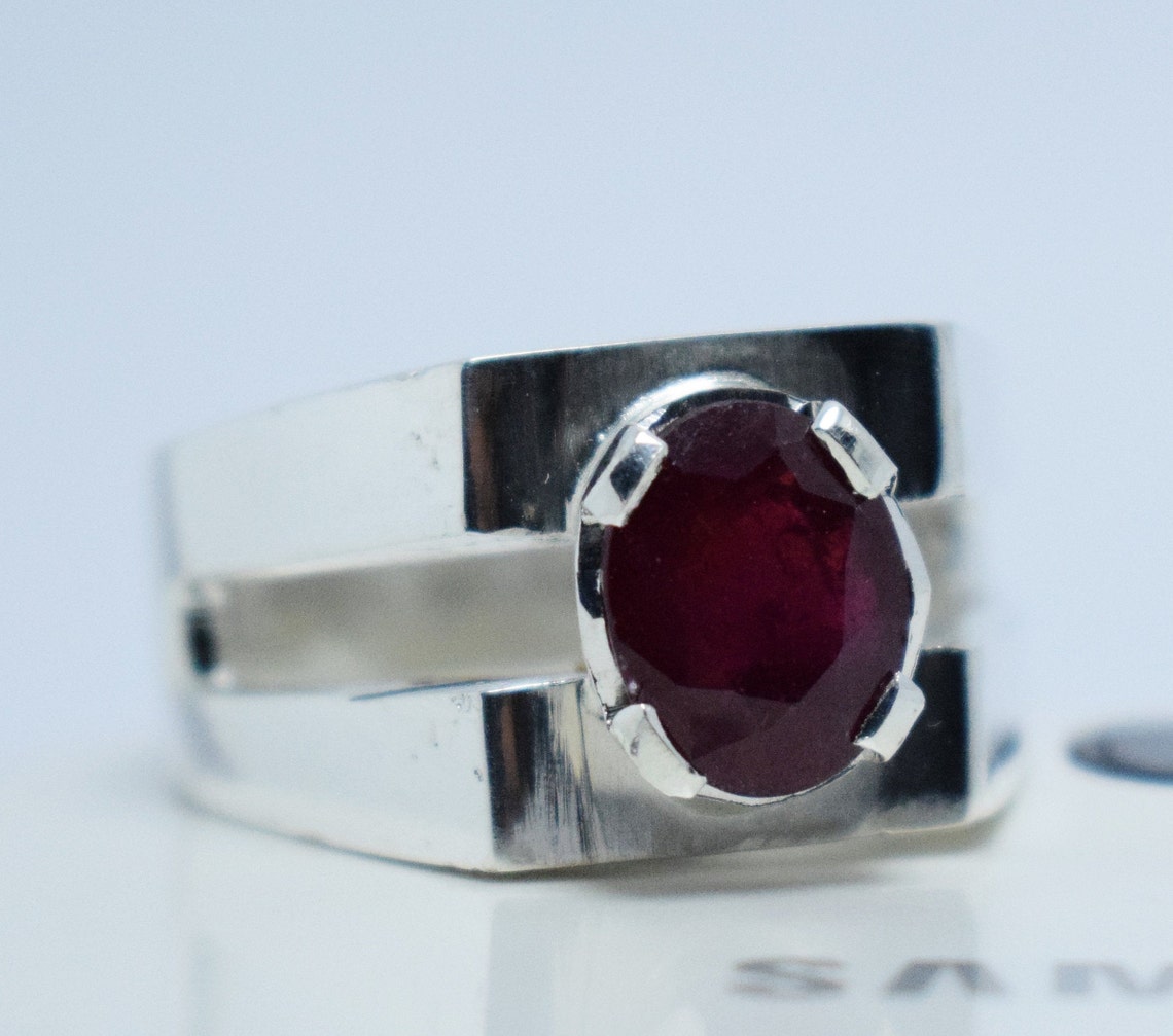 Natural Pigeon Blood Red Ruby Ring Band 925 Sterling Silver | Etsy