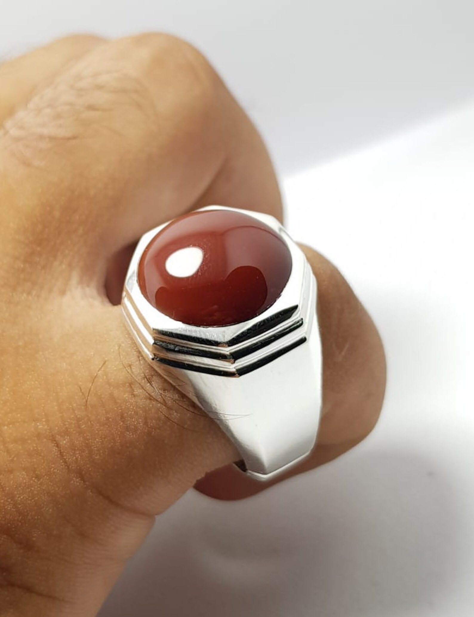 Natural Dark Brown Blood Red Yemeni Aqeeq Ring Yamni Akik Ring | Etsy