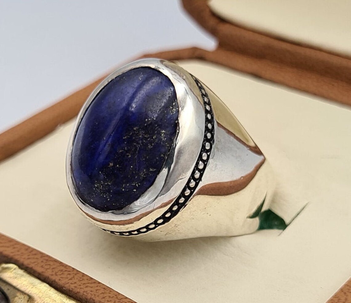 Lapis Lazuli Ring Lazurite Rings Mens Real Blue Gemstone Rings | Etsy