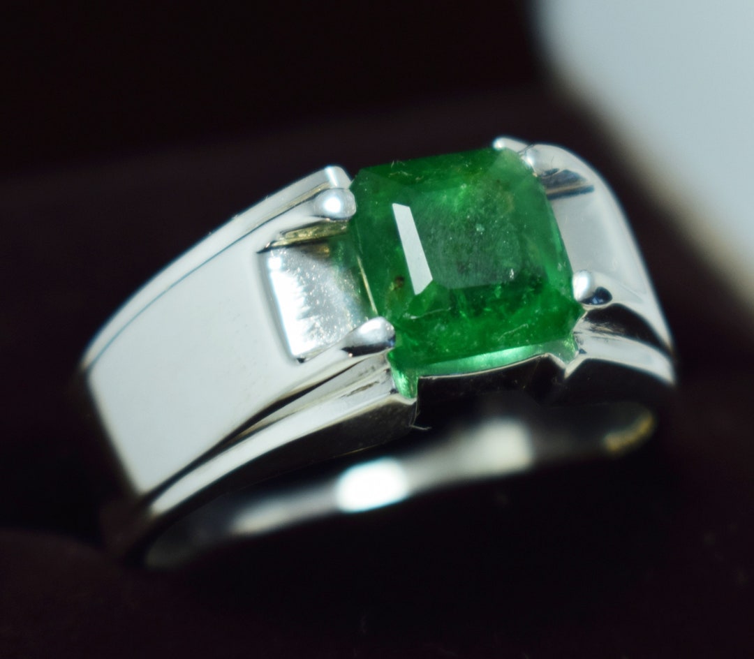 Handmade Sterling Silver Emerald Ring, Natural Green Beryl Stone - Etsy