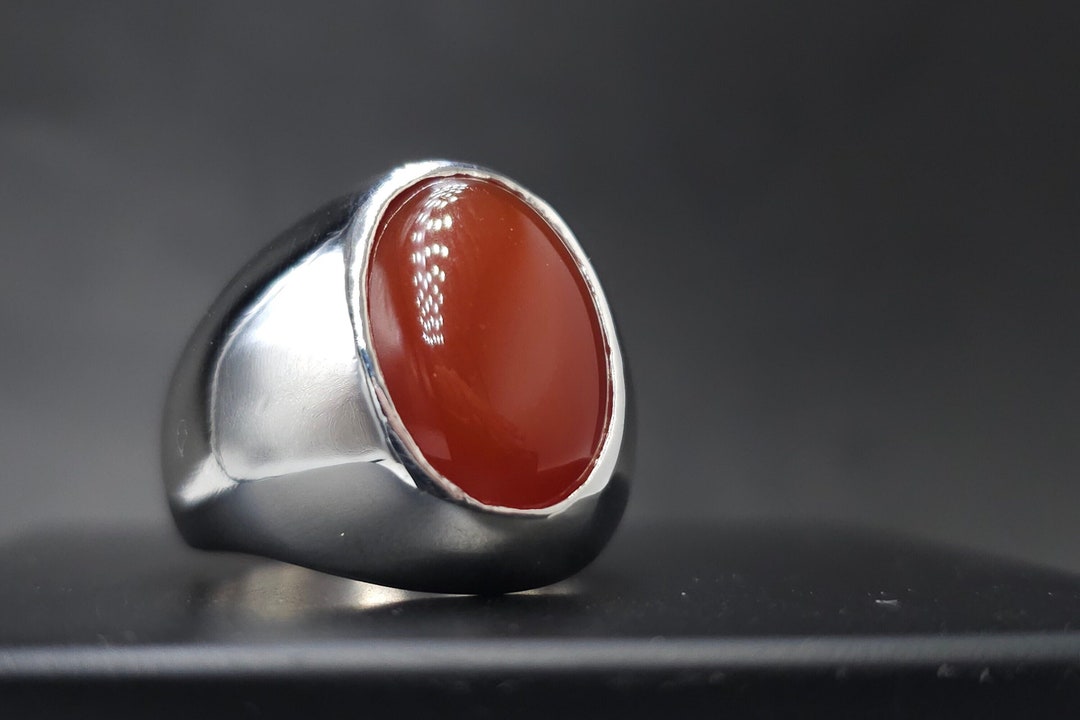 Elegant Mens Real Brown Aqeeq Ring Yemeni Men Shia Rings High Quality ...