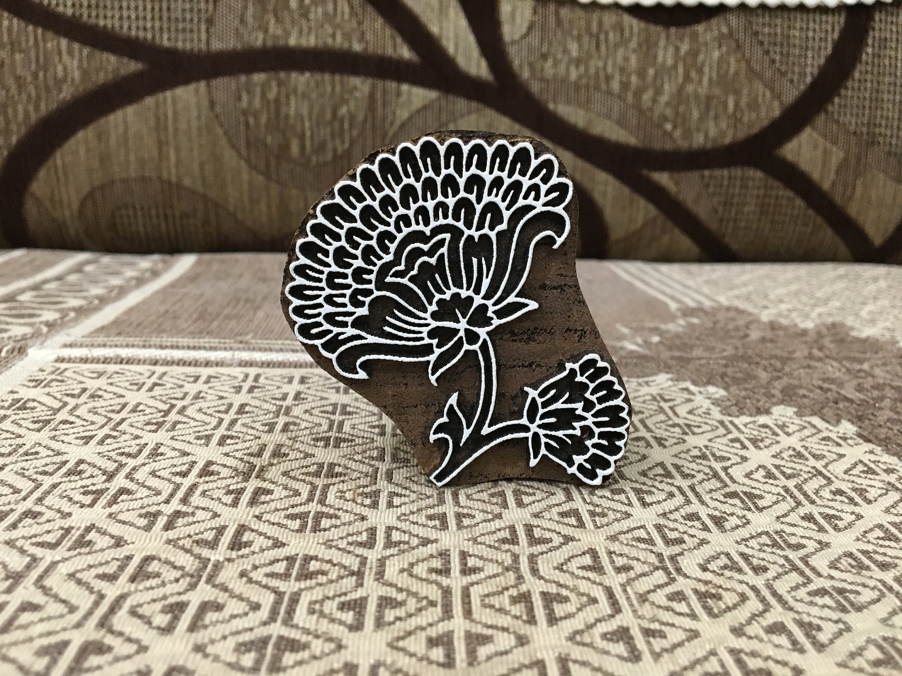 Marigold Flower Hand Carved Indian Wood Printing Block - Etsy