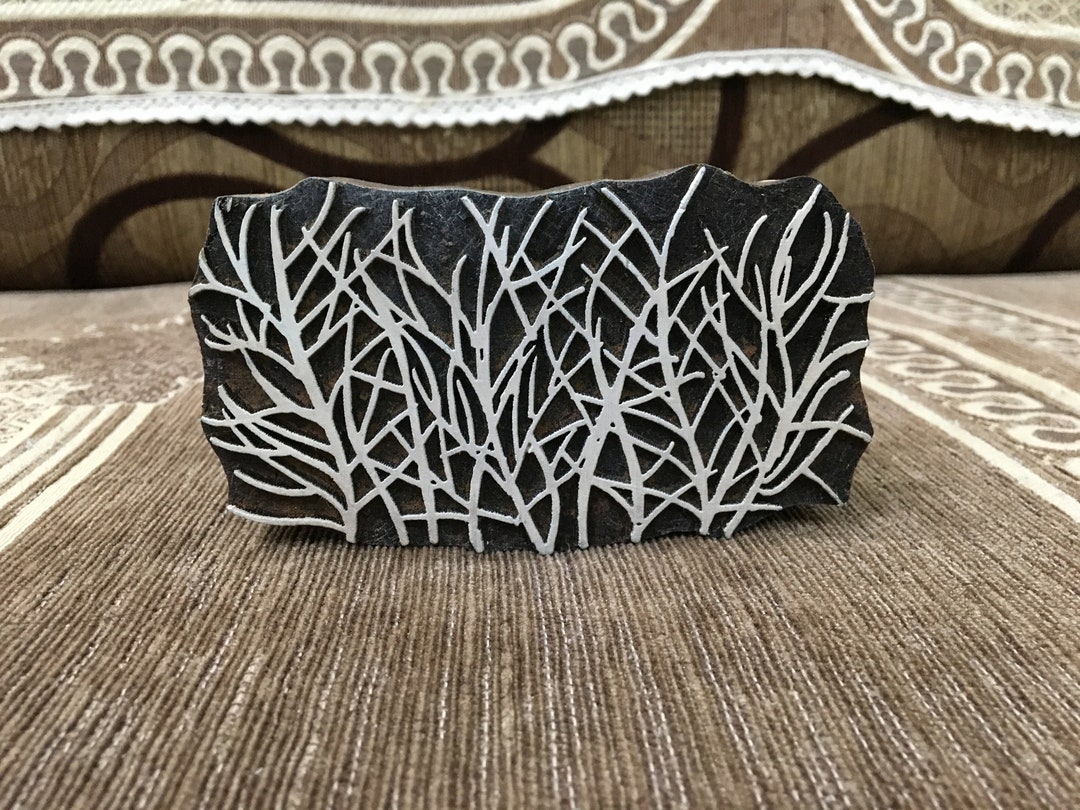 Seagrass, Hand Carved Indian Wood Printing Block; Textile Stamp ...