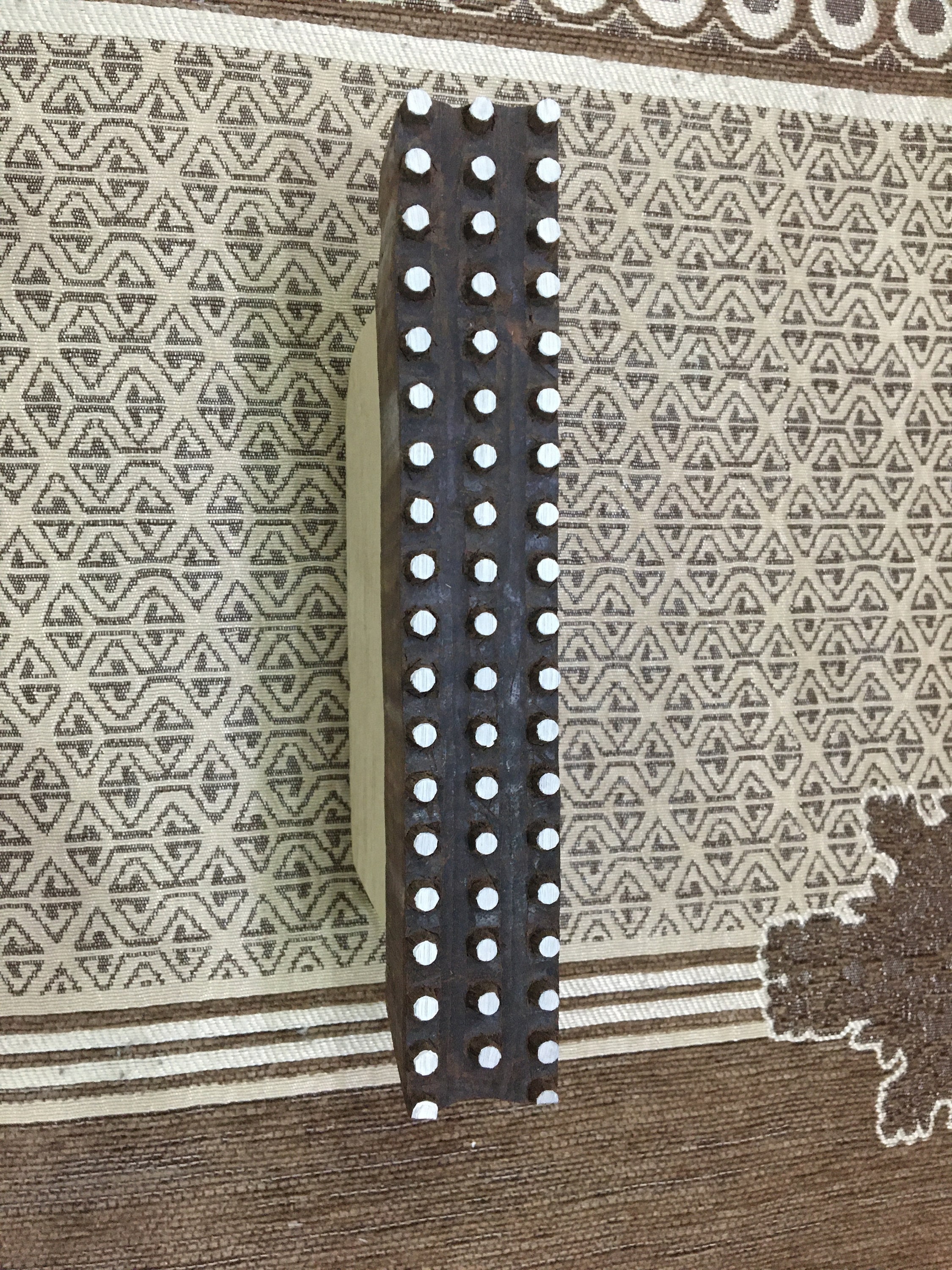 Dotty Border Hand Carved Wood Block Stamp, Traditional Stamp Block for ...