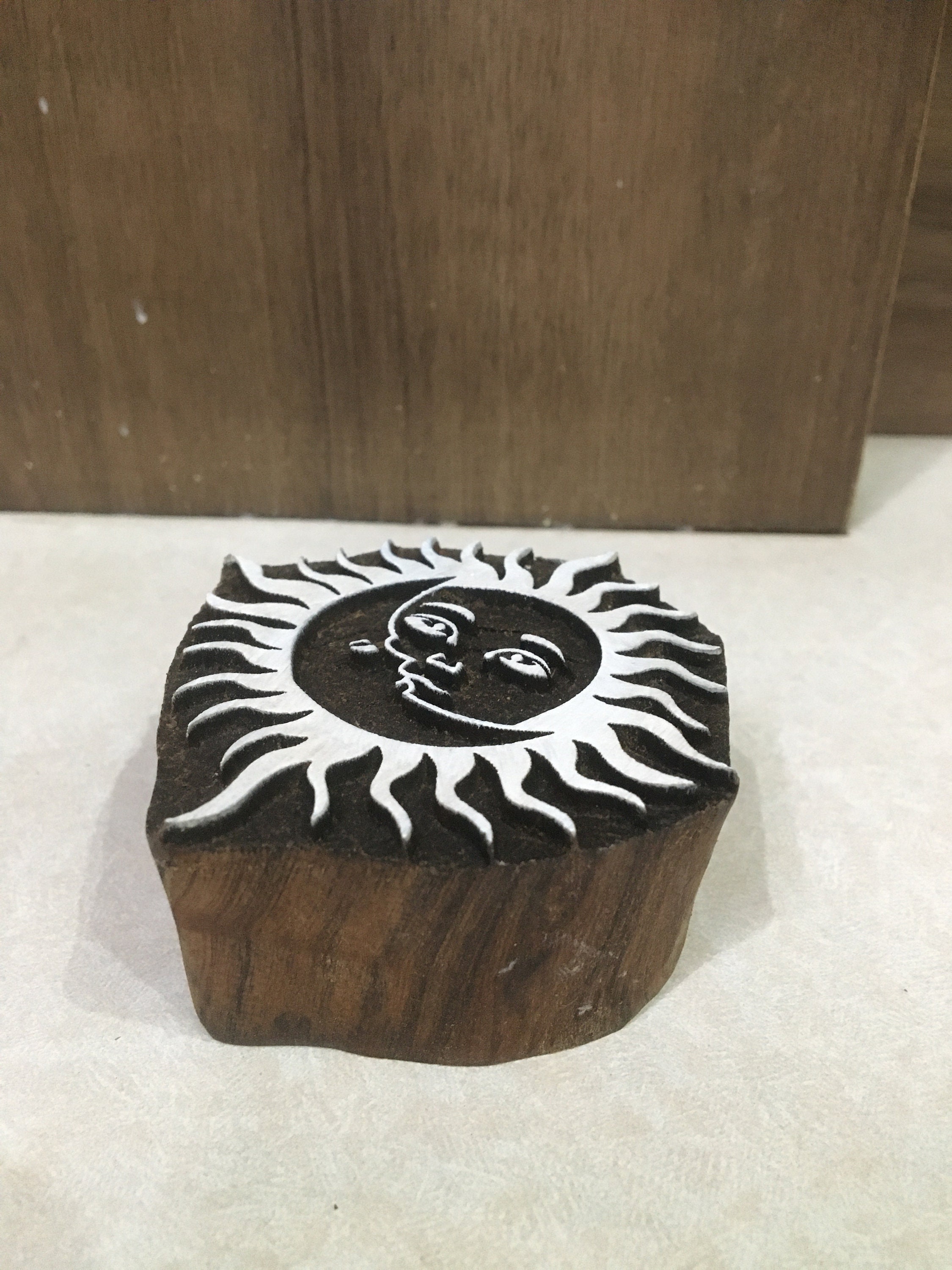 Sun & Moon Conjunction Stamp, Wooden Stamp, Celestial Textile Stamp ...